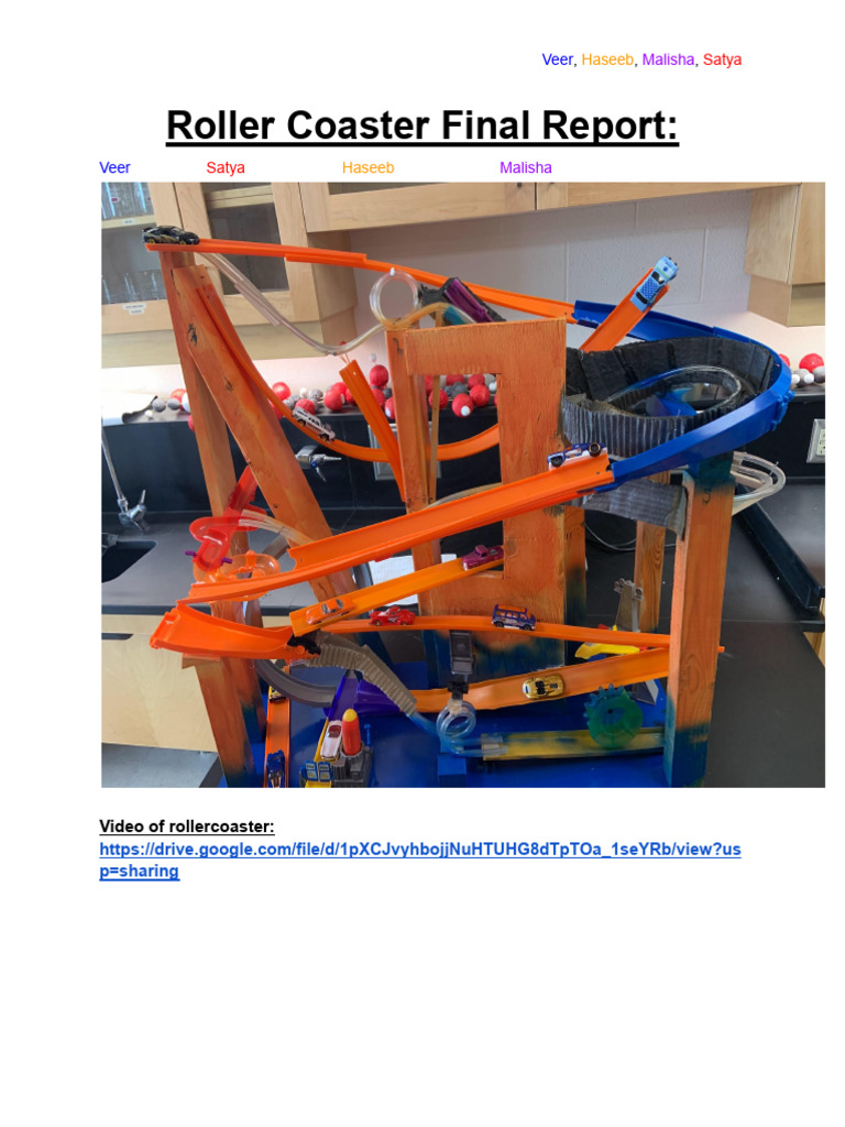 Roller Coaster Final Report | PDF | Force | Momentum
