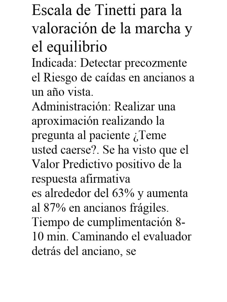 Escala de Tinetti para La Valoración de La Marcha y El Equilibrio | PDF ...
