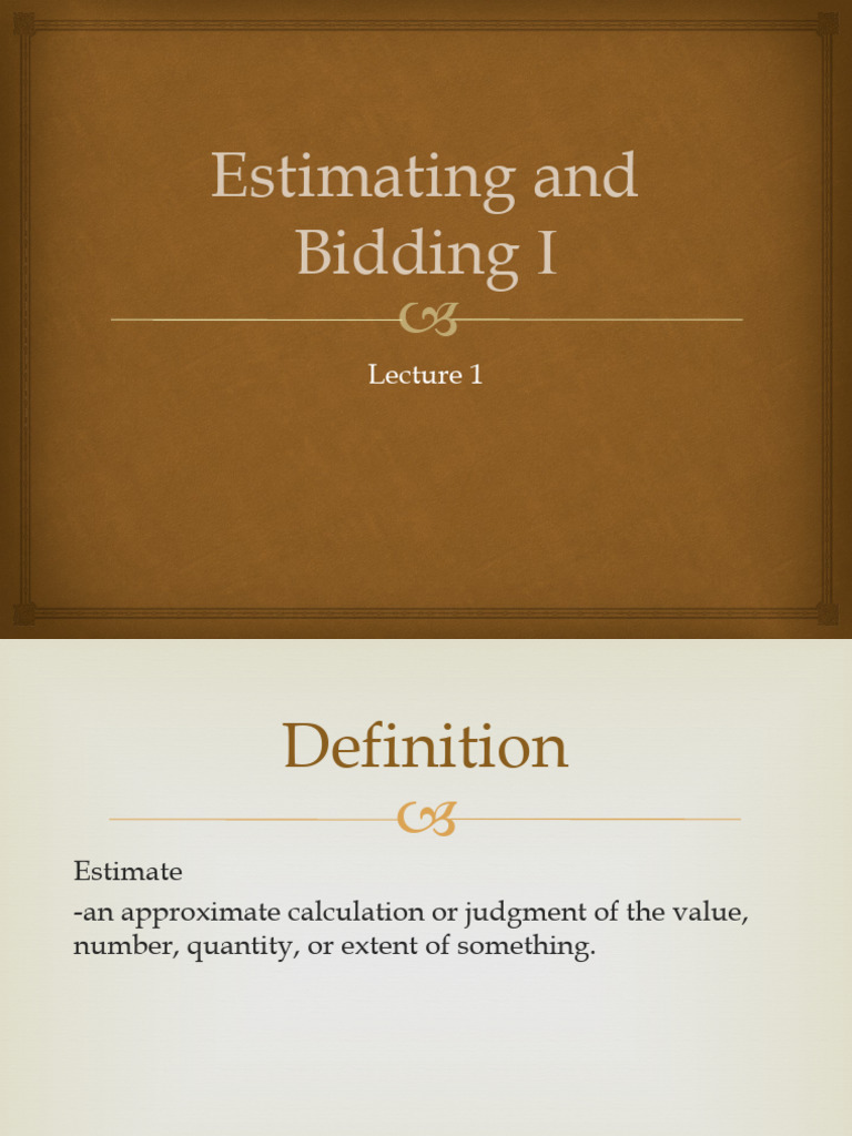 Estimating and Bidding I Lecture1 | PDF | Profit (Economics) | Prices
