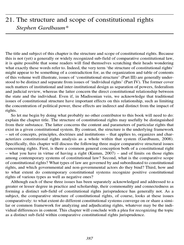 Mestrado - GARDBAUM, Stephen. The Structure and Scope of Constitutional Rights. | Download Free ...