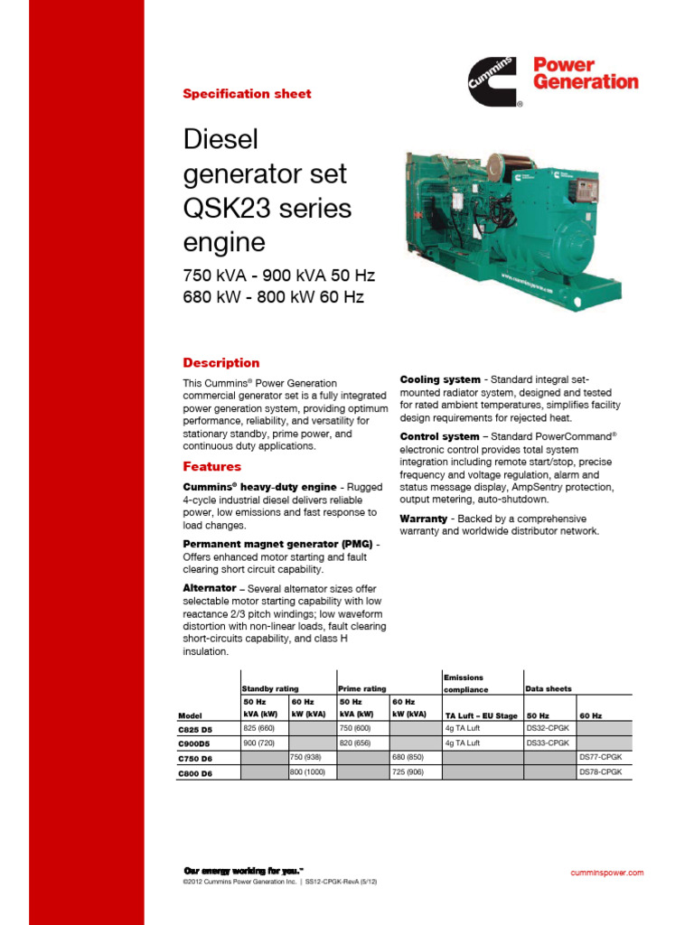 C800D6 | PDF | Electric Generator | Electric Power