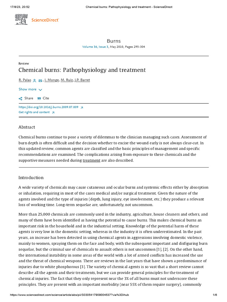 Chemical Burns - Pathophysiology and Treatment - ScienceDirect | PDF ...