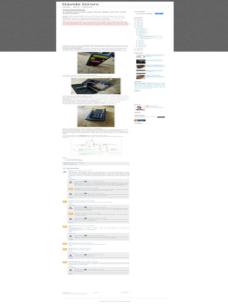 Davide Gironi - A Cheap and Simple Laser Power Meter LPM For Small ...