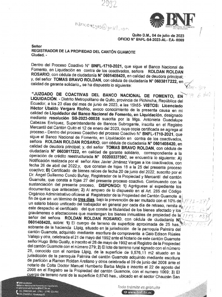 Certificado de Bienes y Raices | PDF