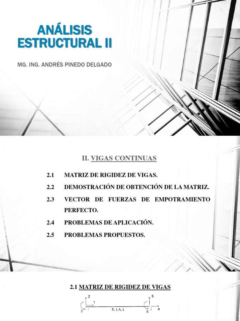 Vigas Continuas - Matriz de Rigidez Directa | PDF | Rigidez | Viga (Estructura)