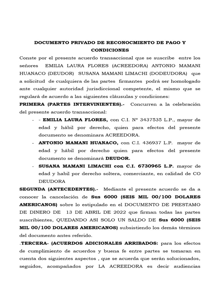 Acuerdo de Pago y Condiciones Legales | PDF | Pagos