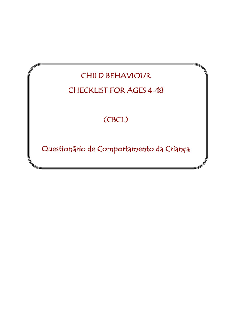 CBCL 4-18 | PDF