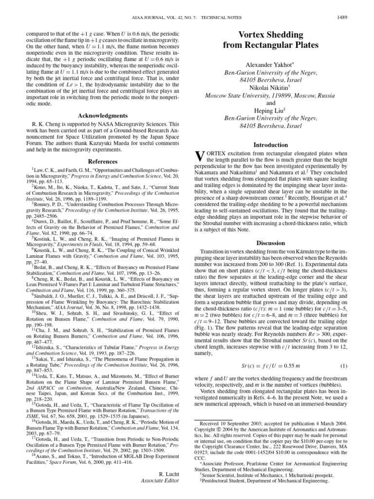 Strouhal Number | PDF | Vortices | Reynolds Number