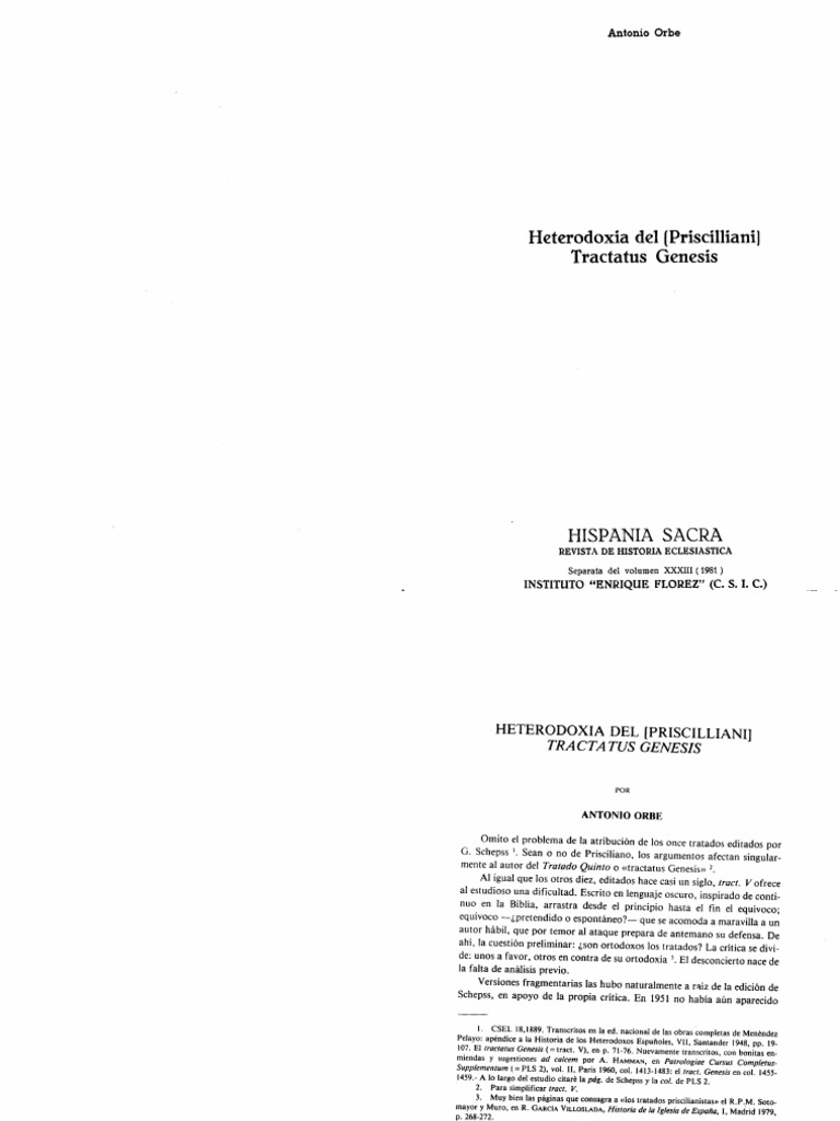 Art 96 - Heterodoxia Del (Priscilliani) Tractus Genesis | PDF | Cristo ...