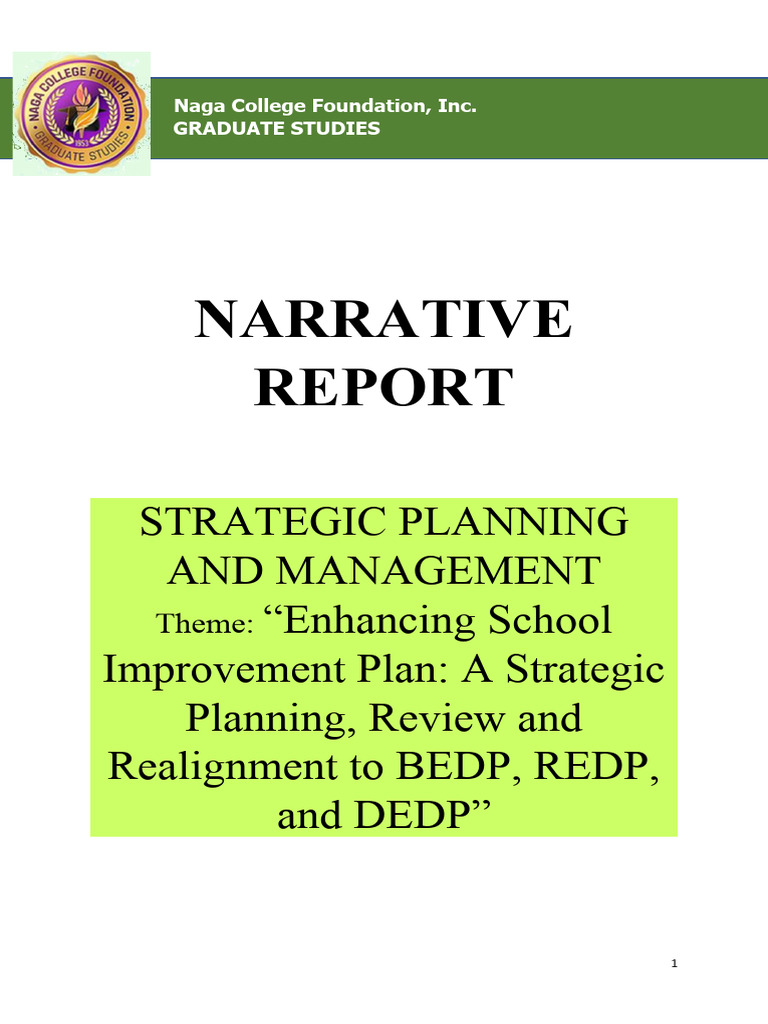 Narrative Report Strategic Planning | PDF | Strategic Planning | Cognition