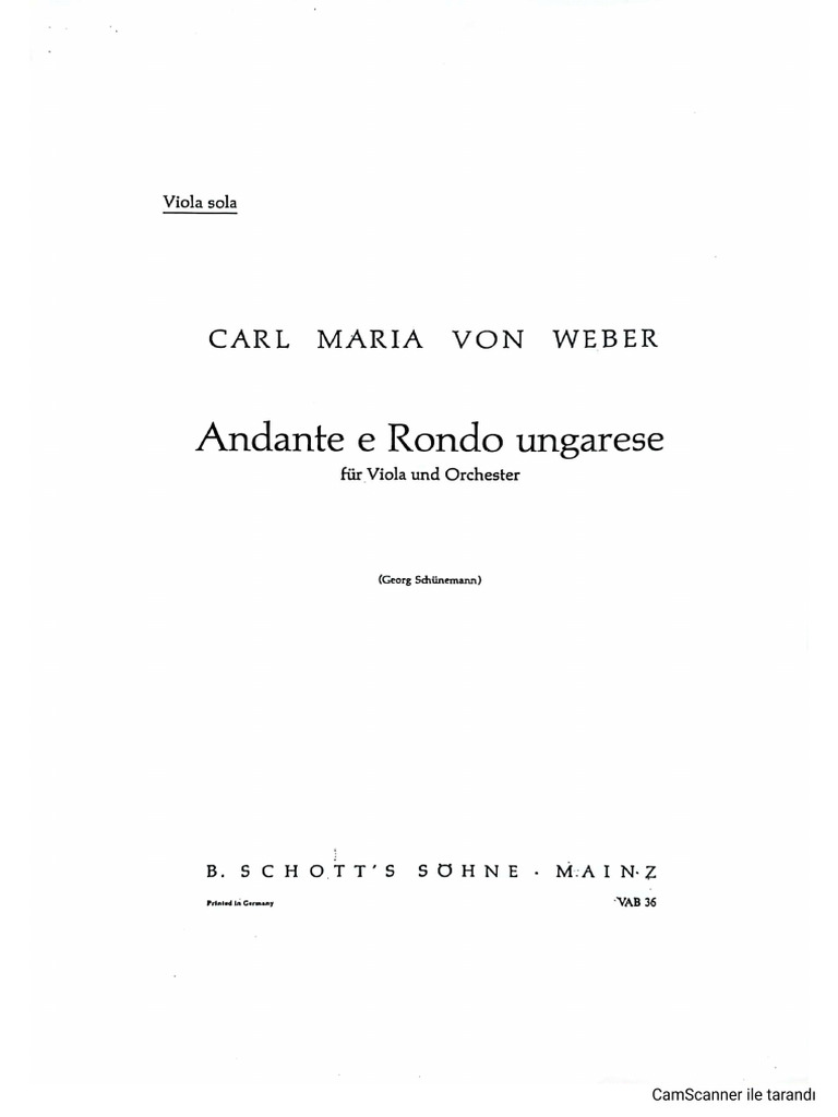 Carl Maria Von Weber - Andante Und Rondo Ungarase - Viola Part | PDF