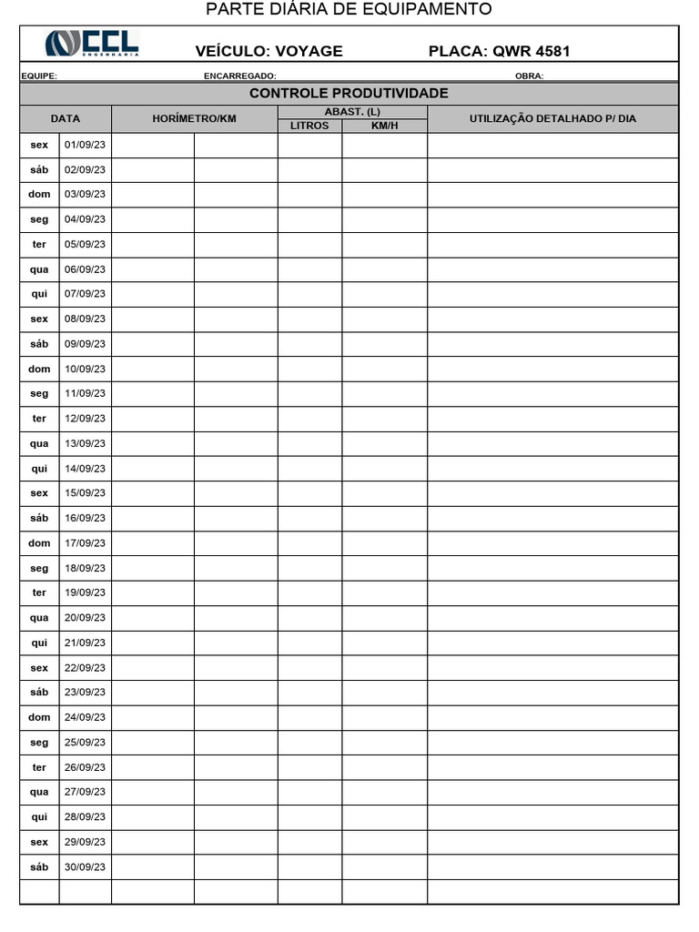 Parte Diária Equipamentos 2021 | PDF