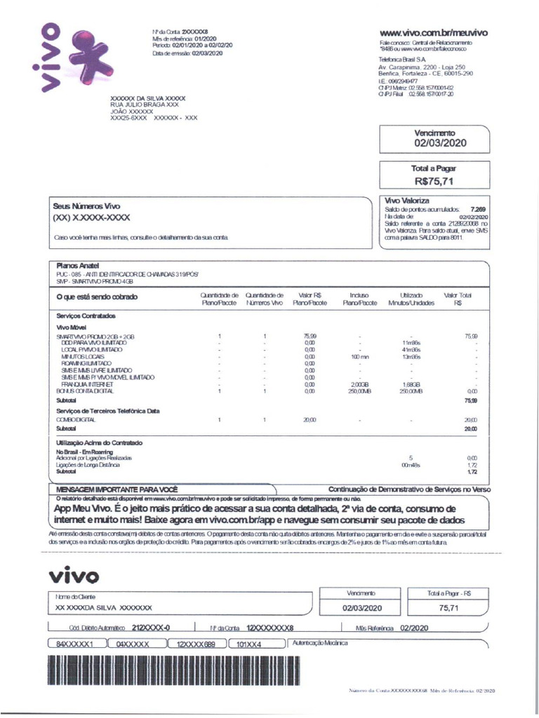 Comprovante de Endereço Vivo Editar | PDF