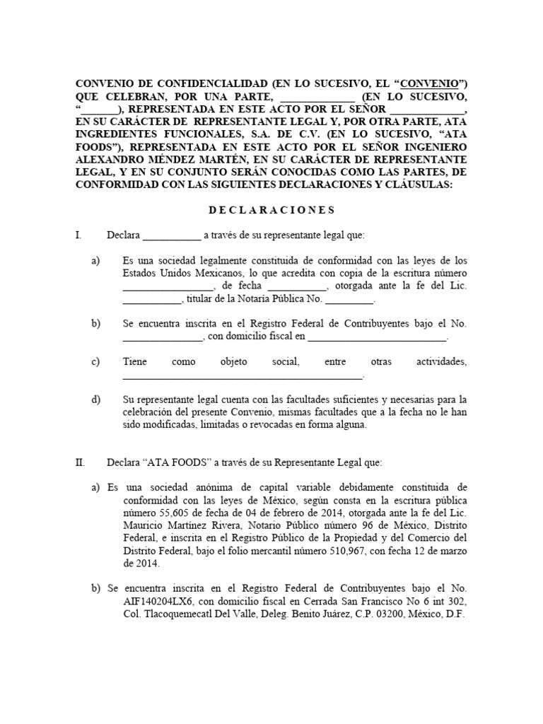 NDA ATA Foods | PDF | Tratado | Información