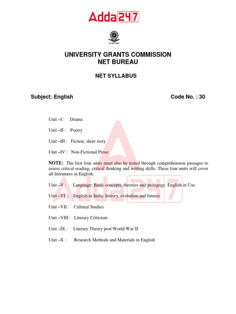 Ugc Net English Syllabus | PDF