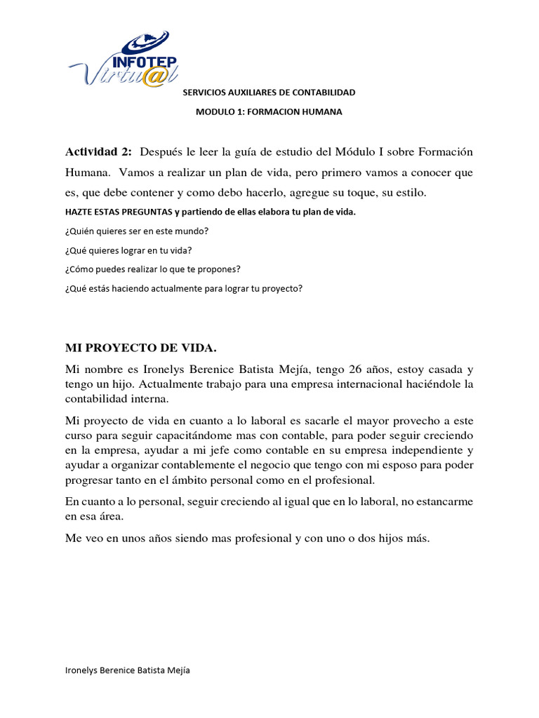 Actividad 2 Proyecto De Vida Pdf
