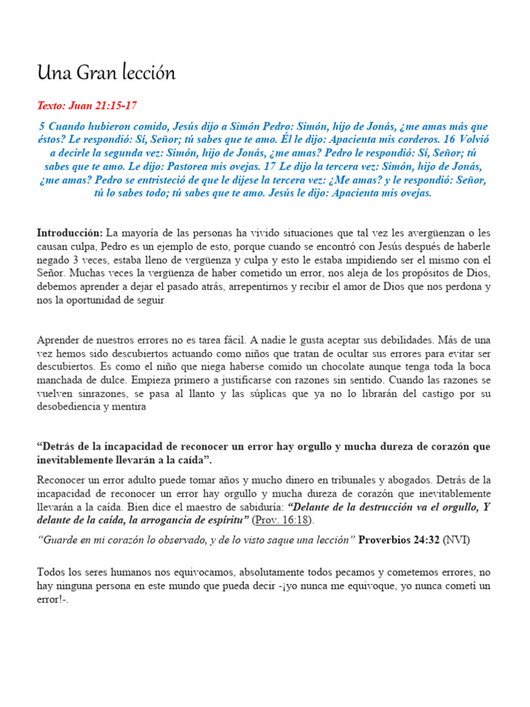 Una Gran Lección | PDF | Pecado | Perdón