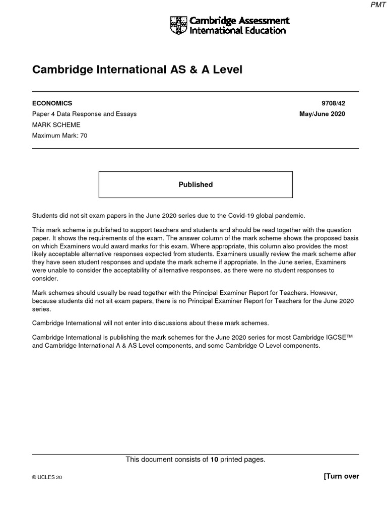 June 2020 (v2) MS - Paper 4 CAIE Economics A-Level | PDF ...