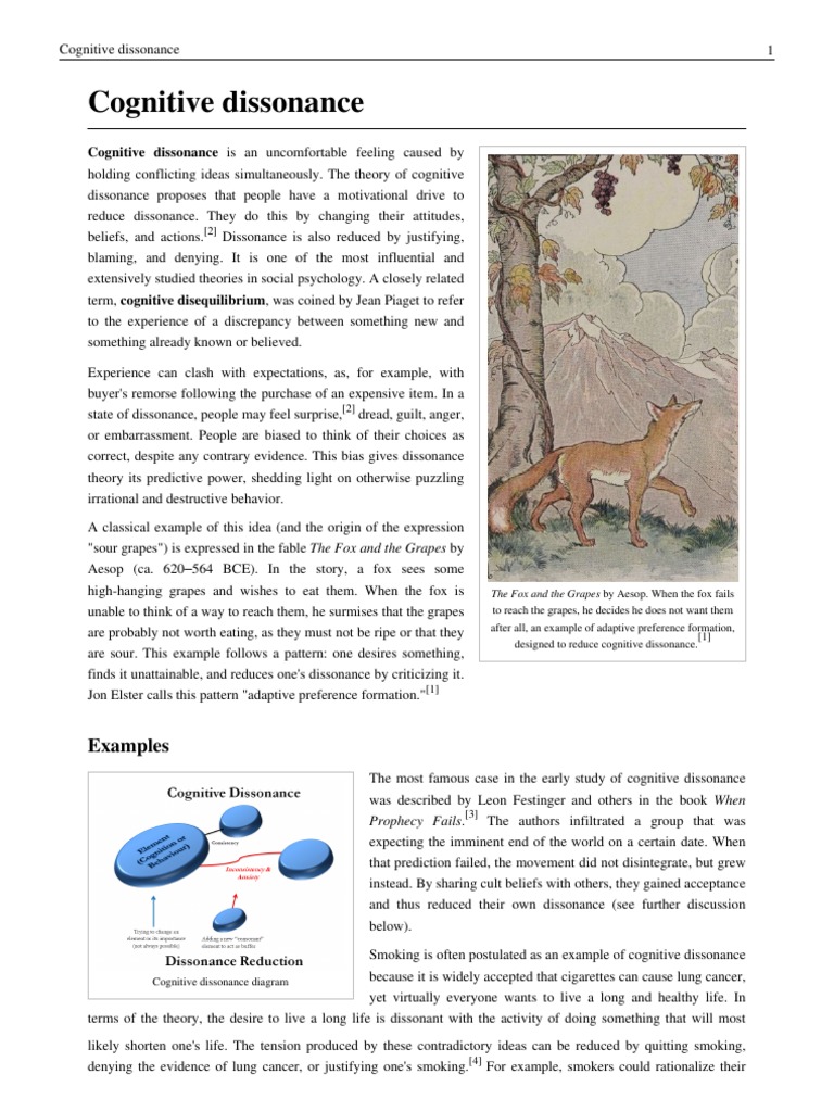Cognitive Dissonance Wikipedia | PDF | Psychology | Behavioural Sciences