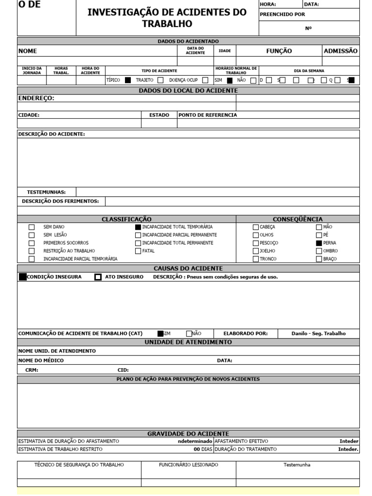 Ficha de Investigacao de Acidentes - SST | PDF | Remédio | Doenças e ... Ficha de Investigacao de Acidentes - SST | PDF | Remédio | Doenças e ...