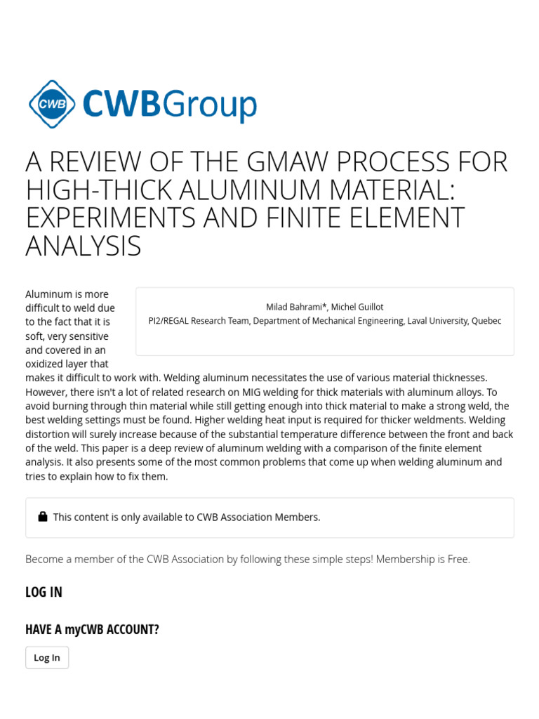 GMAW for Thick Aluminum Welding Review | PDF