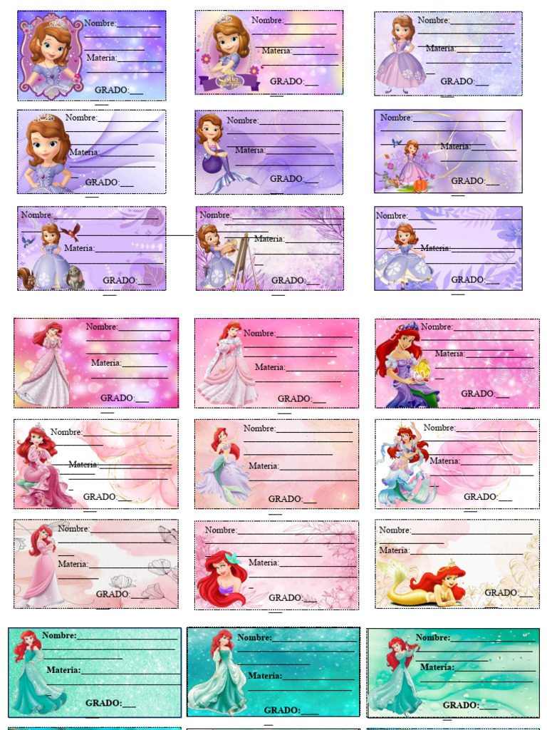 Etiquetas Para Libros y Cuadernos | PDF