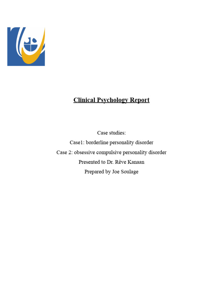Clinical Psychology Report | PDF | Borderline Personality Disorder ...