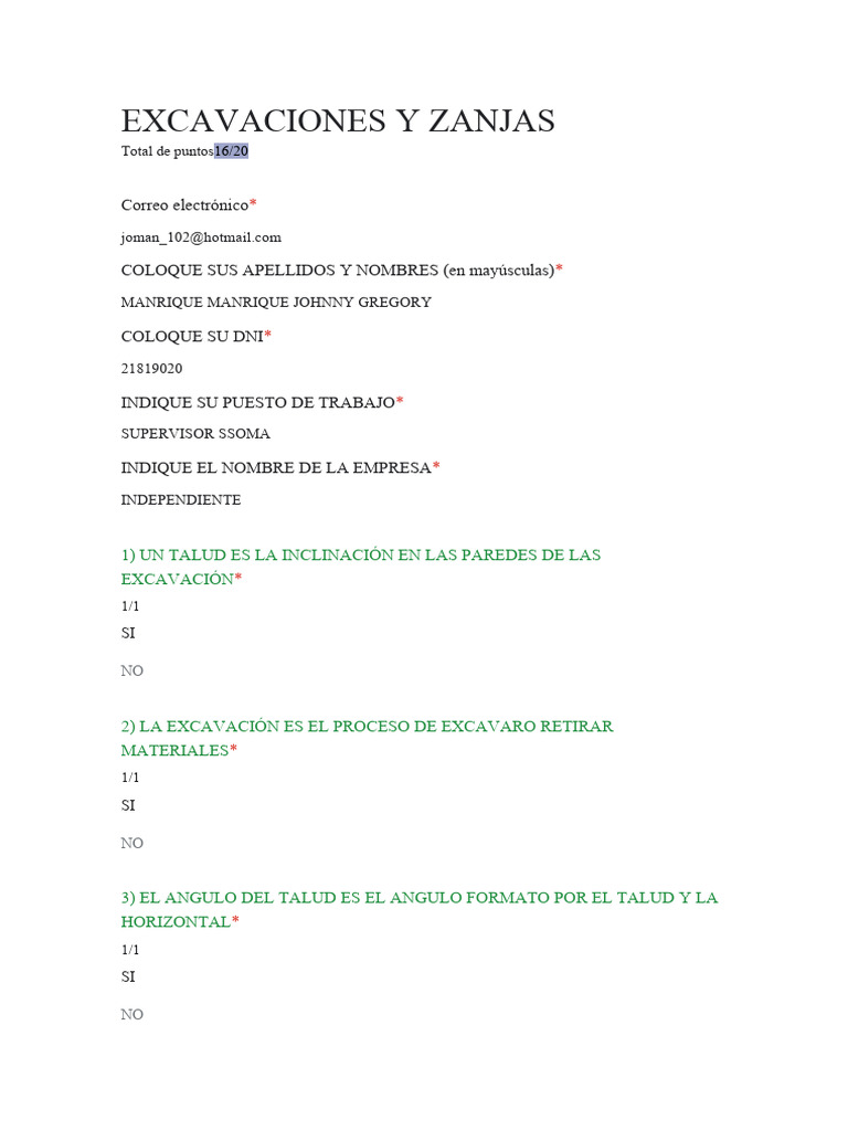 Excavaciones y Zanjas | PDF