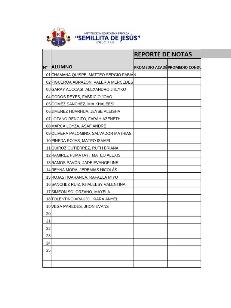 Reporte de Notas Sem | PDF