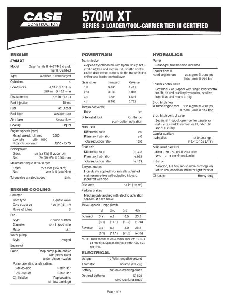 570MXT Hoja de Especificaciones | PDF | Manual Transmission | Horsepower