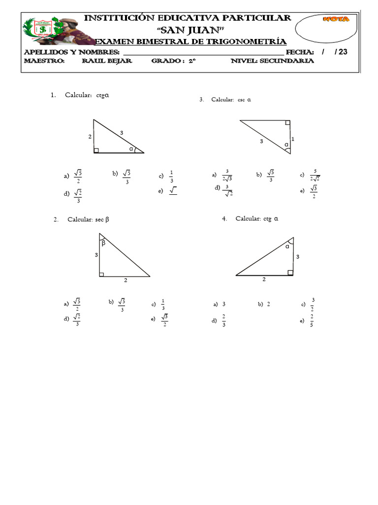 Problemas de Trigonometría Avanzada | PDF