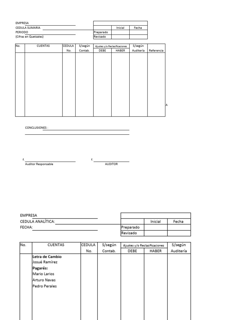 Formato de Cedulas Ctas Por Cobrar | PDF