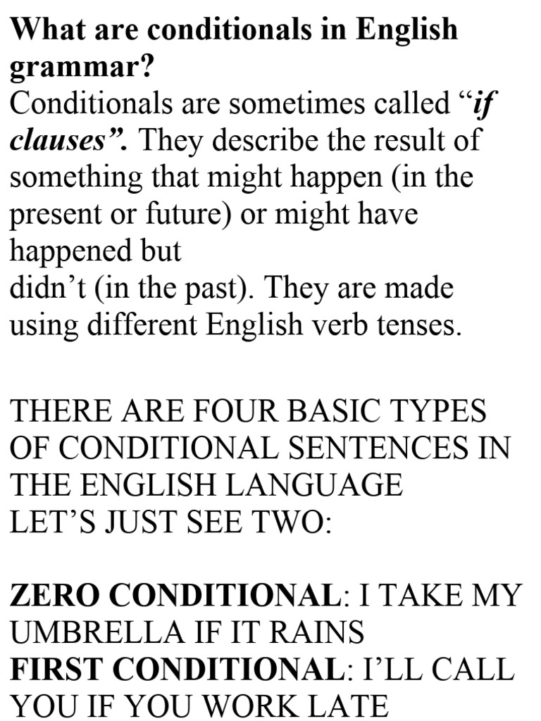 What Are Conditionals in English Grammar | PDF | Human Communication ...