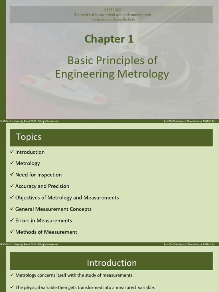 CH1 - Basic Principles of Engineering Metrology - Slides | PDF | Metrology | Accuracy And Precision