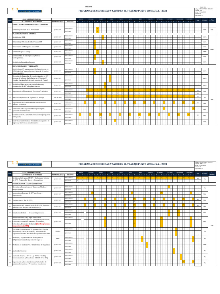 2) Programa Anual de Actividades SST - 2021 | PDF