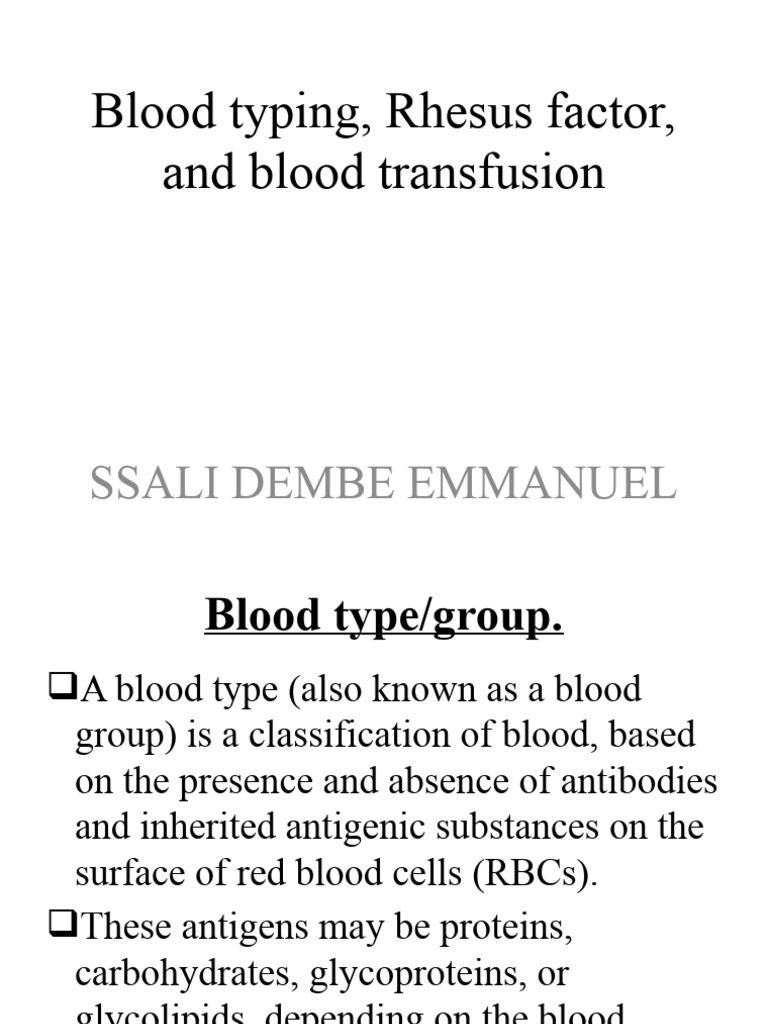 Blood Typing and Rhesus Factor Overview | PDF | Blood Type | Blood ...