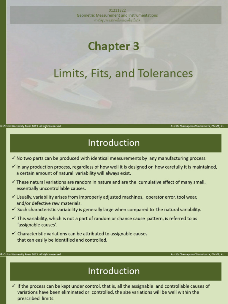 CH3 - Limits, Fits, and Tolerances - Slides | PDF | Engineering Tolerance | Mechanical Engineering