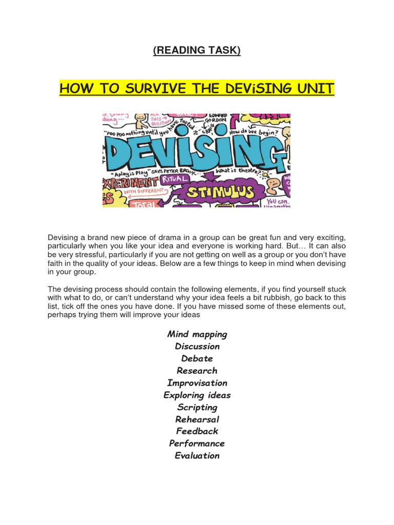 Devising How To Devise | PDF | Plot (Narrative) | Mind