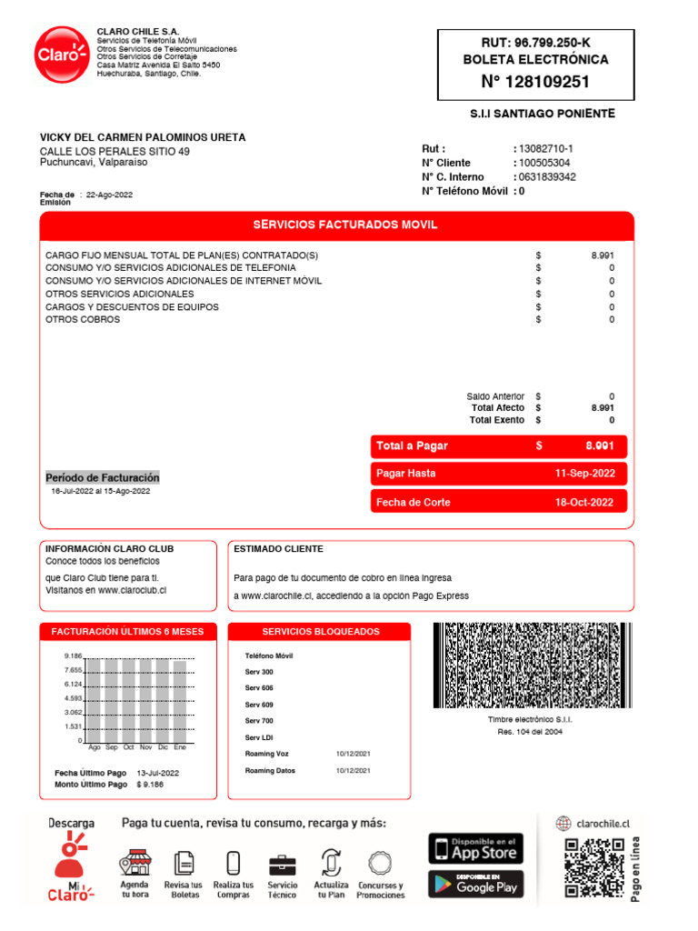 Boleta Electrónica Claro Chile | PDF | Tecnología móvil ...