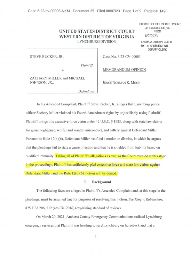 Opinion Issued by Judge Norman K. Moon | PDF