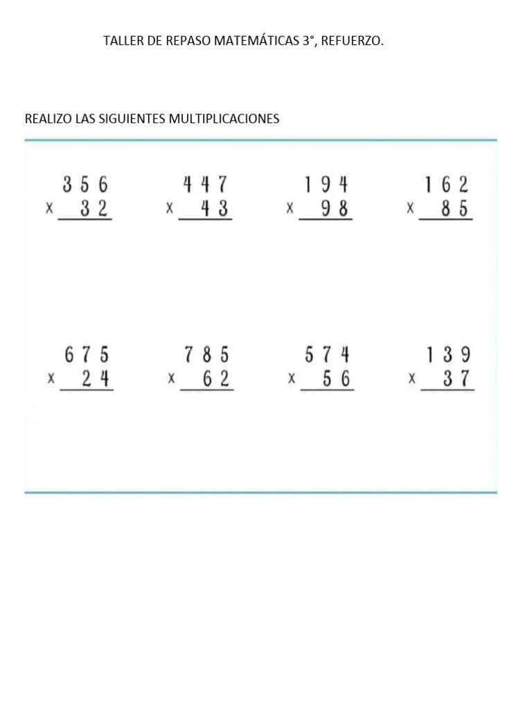 TALLER DE REPASO MATE 3.docx #2 | PDF
