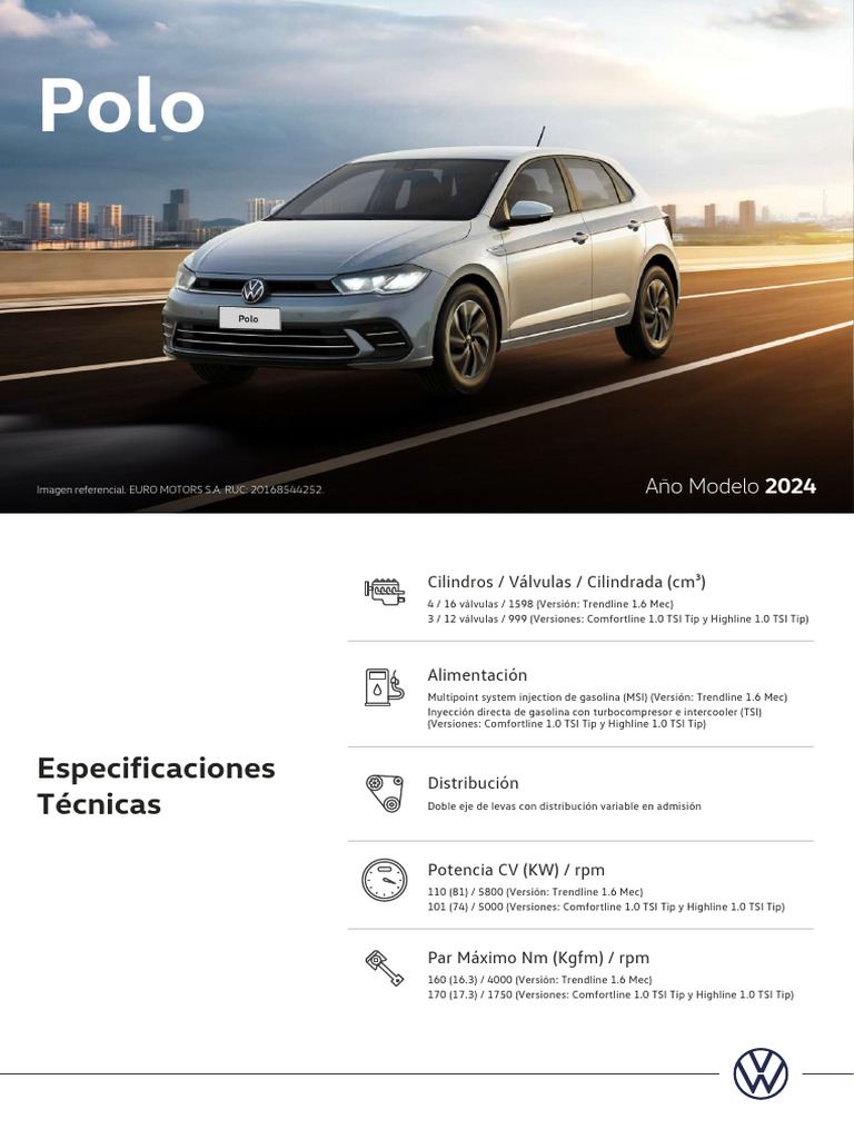 volkswagen-ficha-tecnica-nuevo-polo-MY2024_compressed | PDF | Vehículos | Vehículo de motor