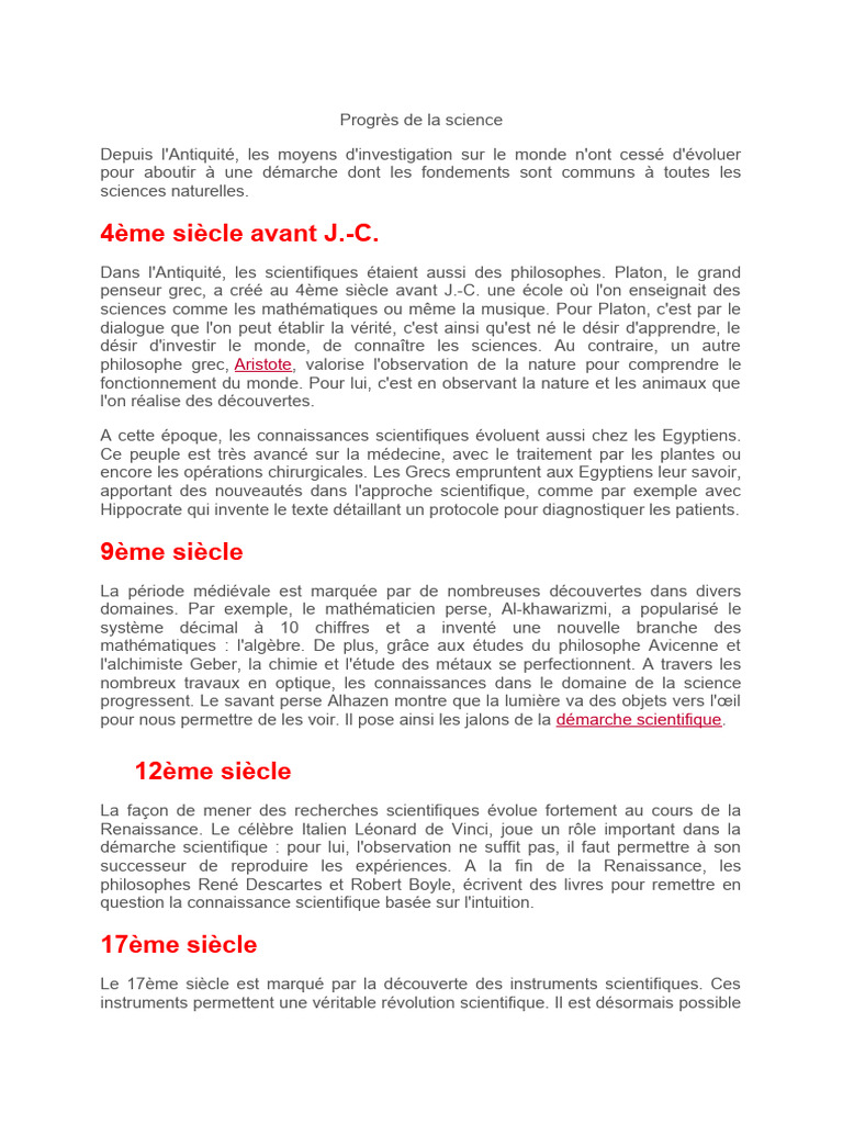 Progrès de La Science | PDF | Science | Méthode scientifique