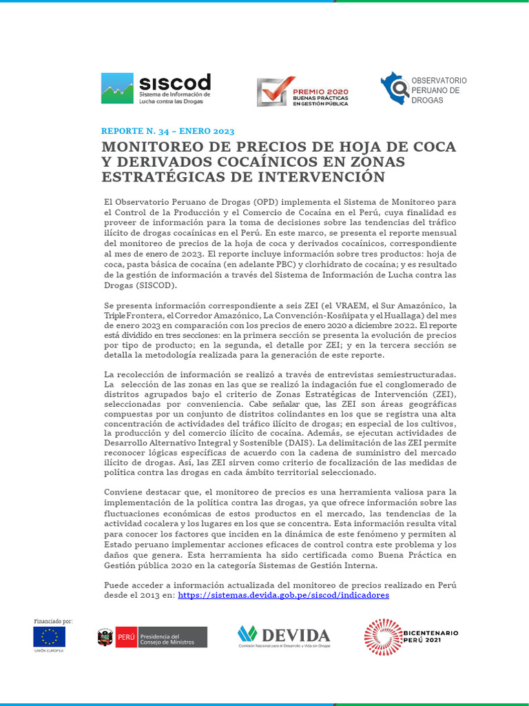 Monitoreo de Precios de Hoja de Coca y Derivados Cocainicos en Zonas ... Monitoreo de Precios de Hoja de Coca y Derivados Cocainicos en Zonas ...