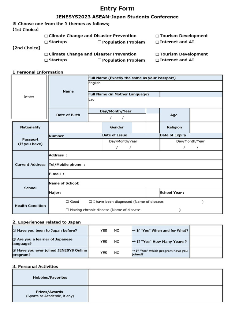 【Entry Form】 ASEAN-Japan Students Conference | PDF