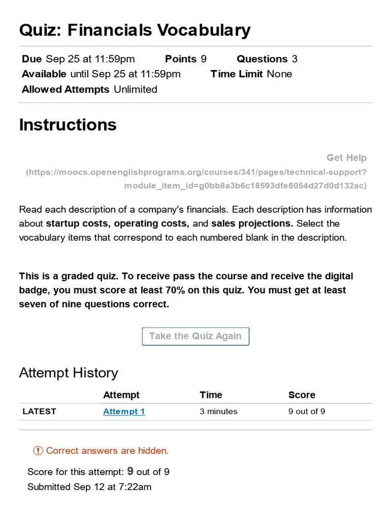 Quiz - Financials Vocabulary - English For Business and ...