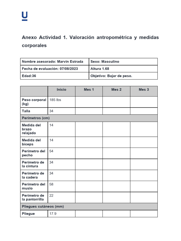 Valoración Antropométrica y Medidas Corporales | PDF | Salud y bienestar | Estilo de vida