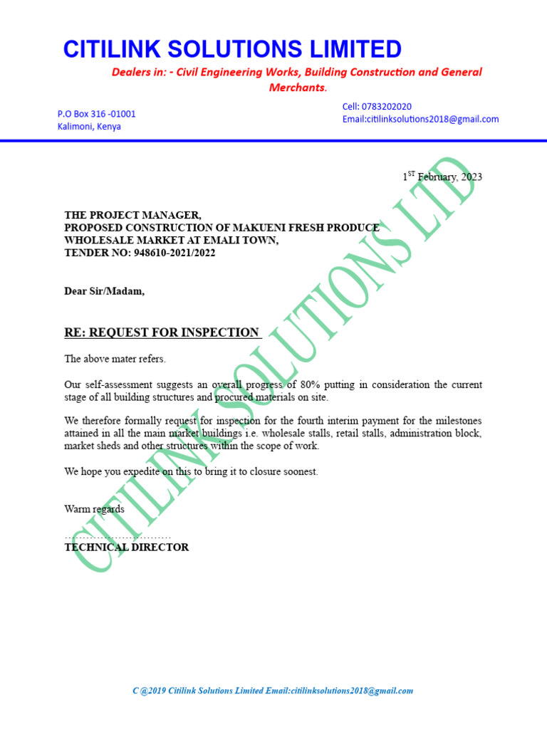 Request For Inspection | PDF