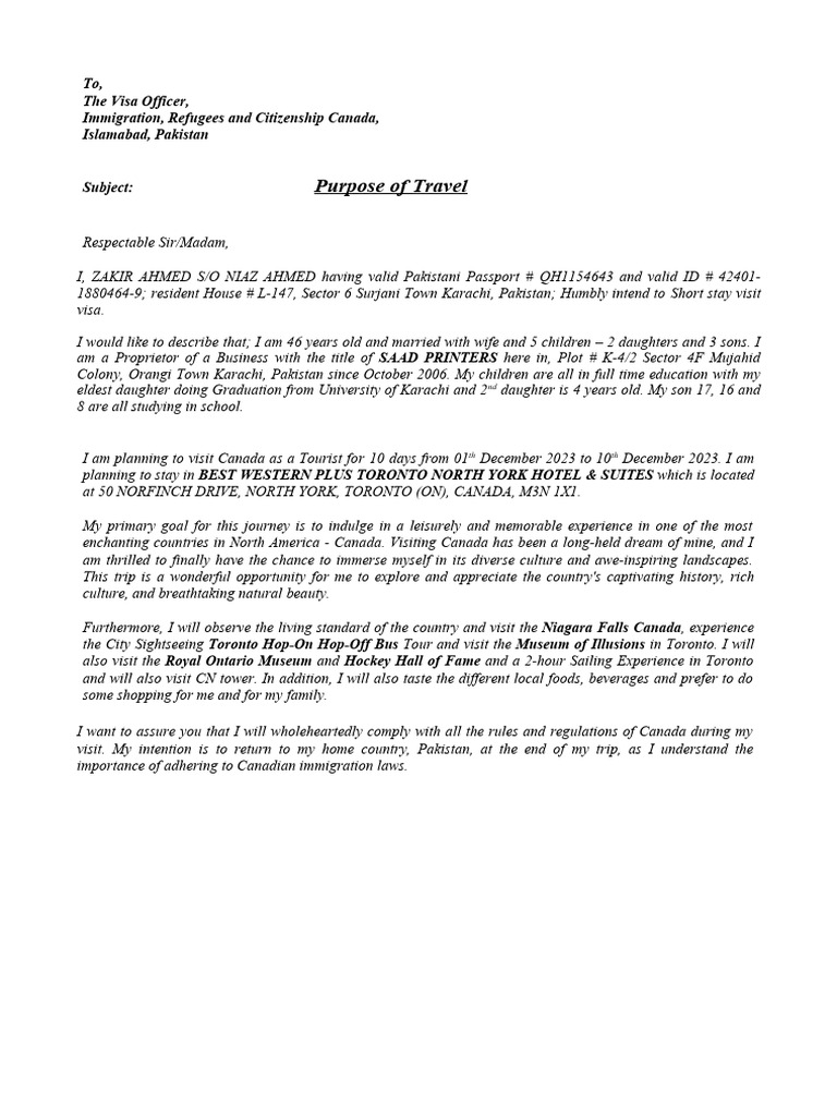 Purpose of Travel | PDF | Travel Visa | International Law