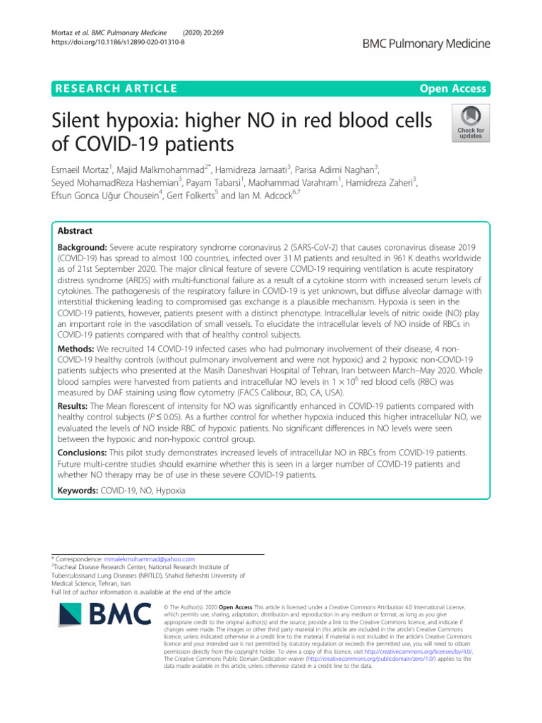 Silent Hypoxia | PDF | Hypoxia (Medical) | Red Blood Cell